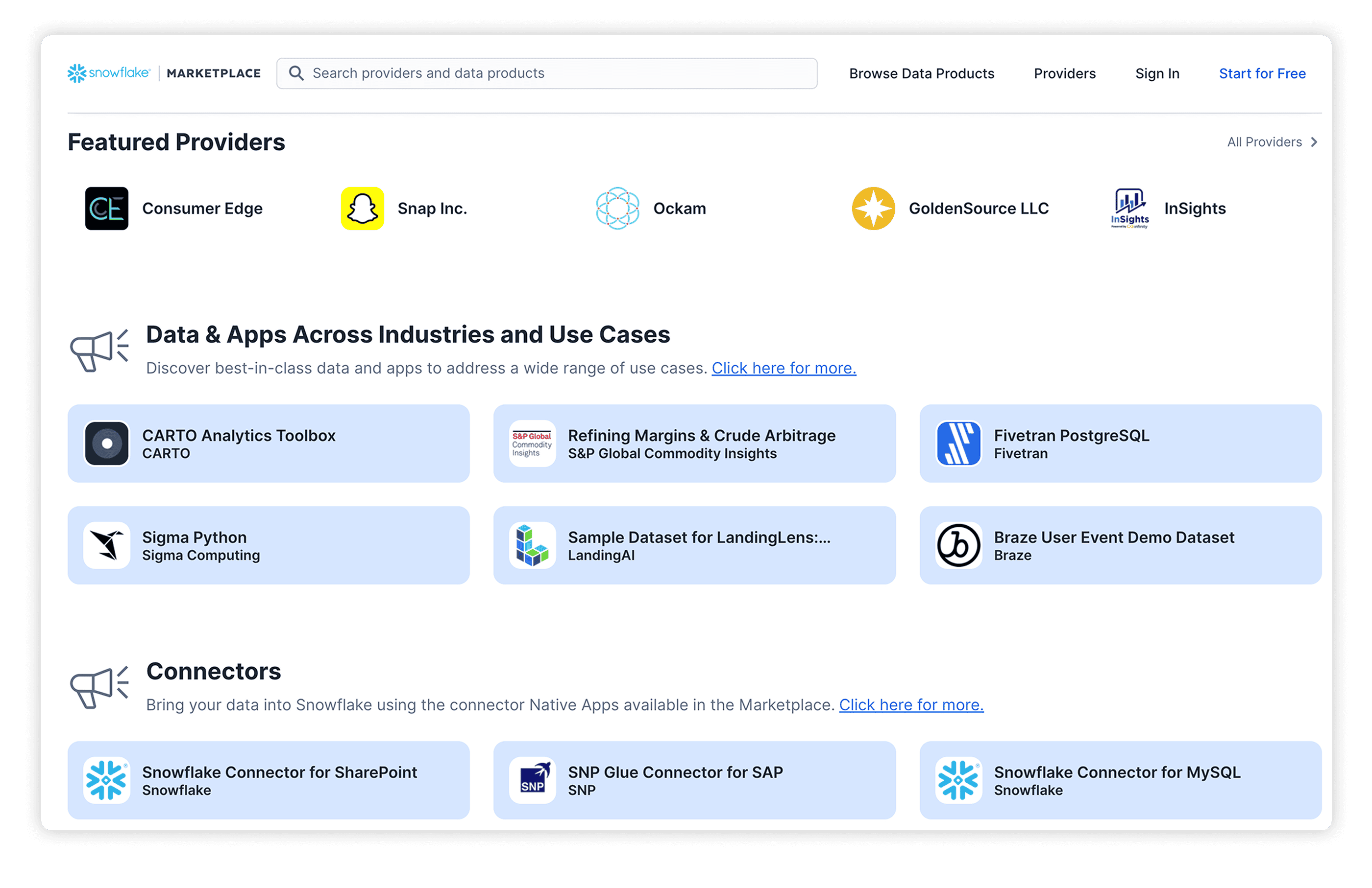 50 Essential Apps, AI and Data Products on Snowflake Marketplace