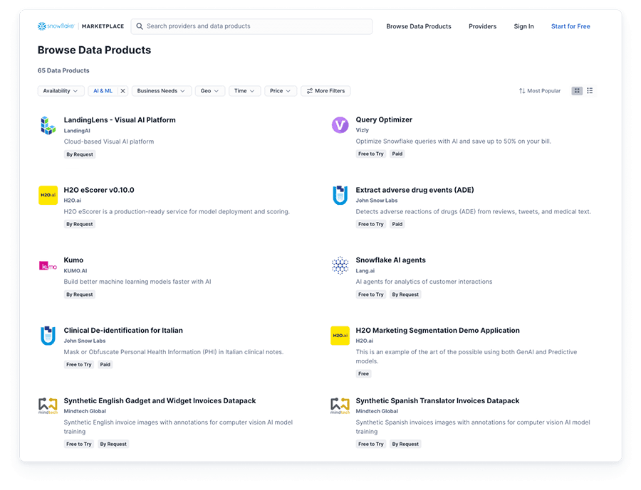 Snowflake Marketplace for Consumers