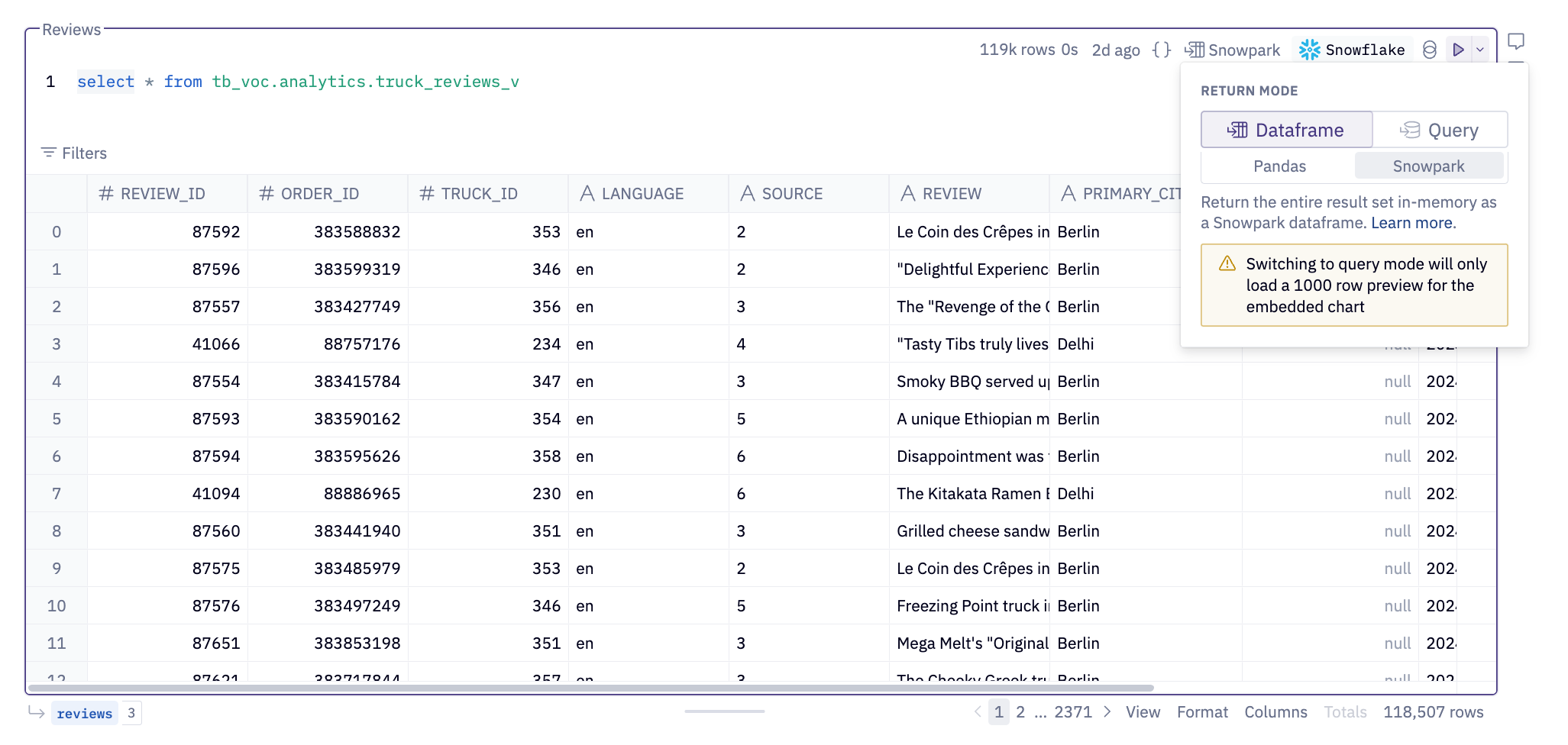 Analyzing Customer Reviews With Hex and Snowflake Cortex