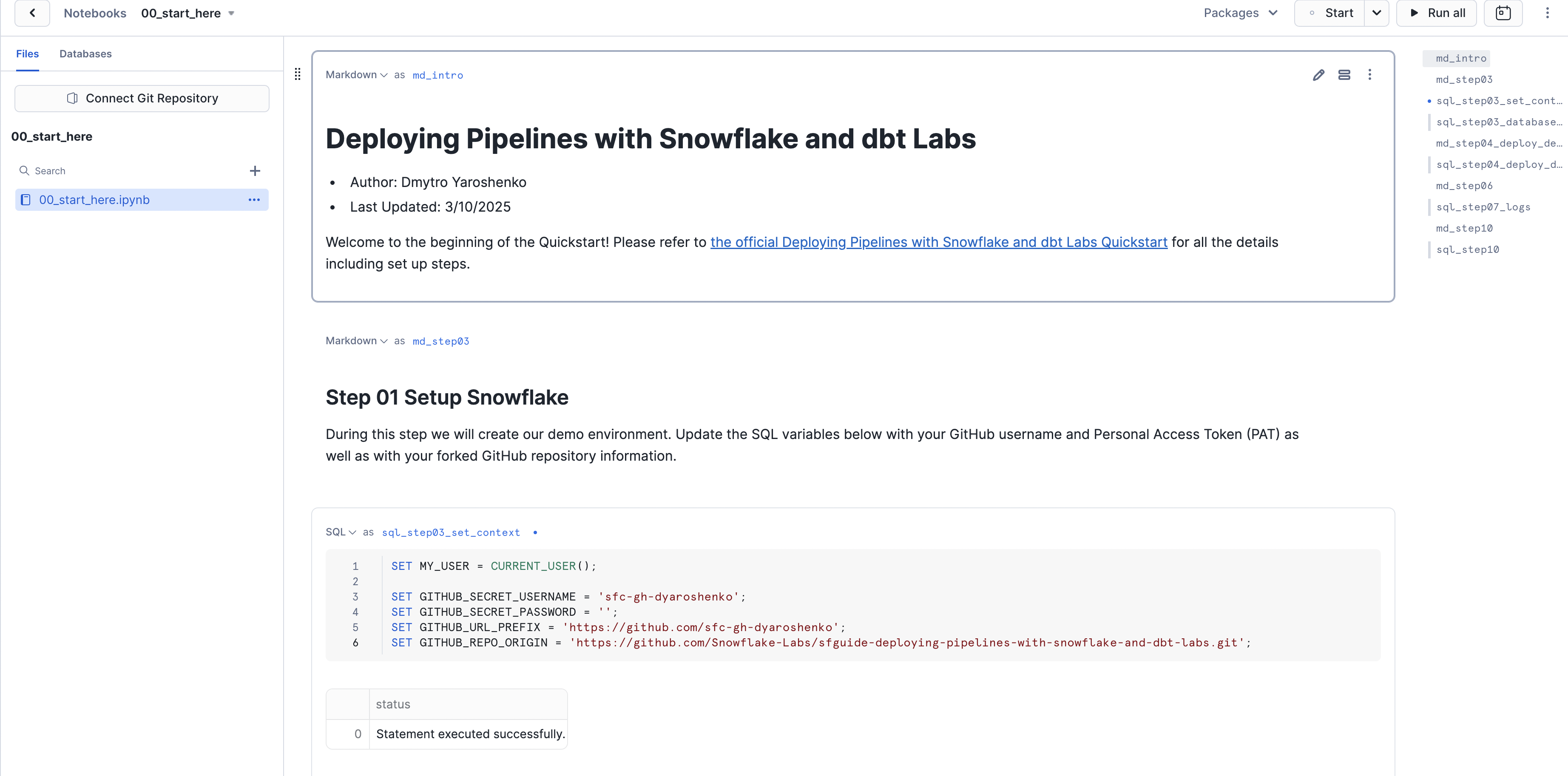 Deploying Pipelines with Snowflake and dbt labs