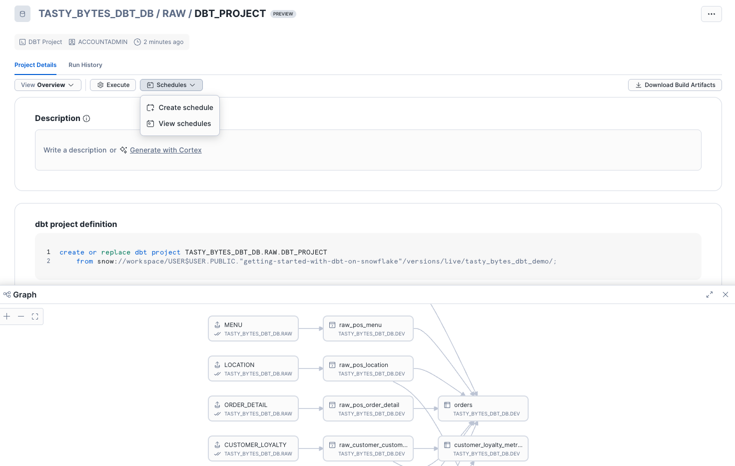 Exploring dbt Projects on Snowflake