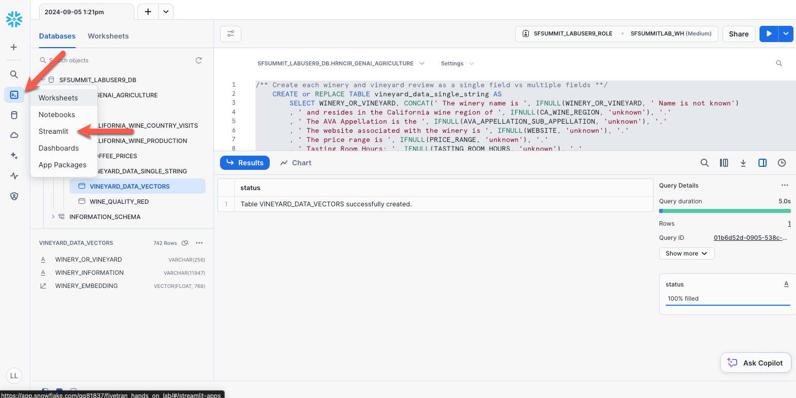 Build a RAG-based, GenAI chatbot using Structured Data with Snowflake ...