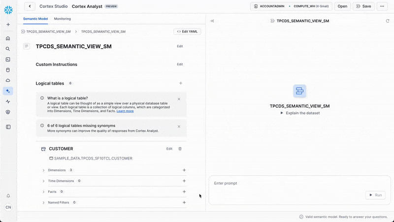 Getting Started with Snowflake Semantic View