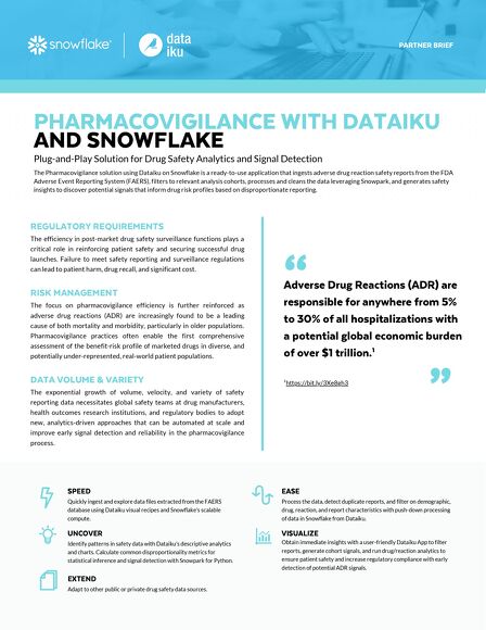 Pharmacovigilance With Dataiku And Snowflake