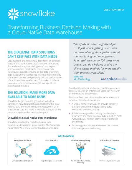Transforming Business Decision Making with a Cloud-Native Data Warehouse