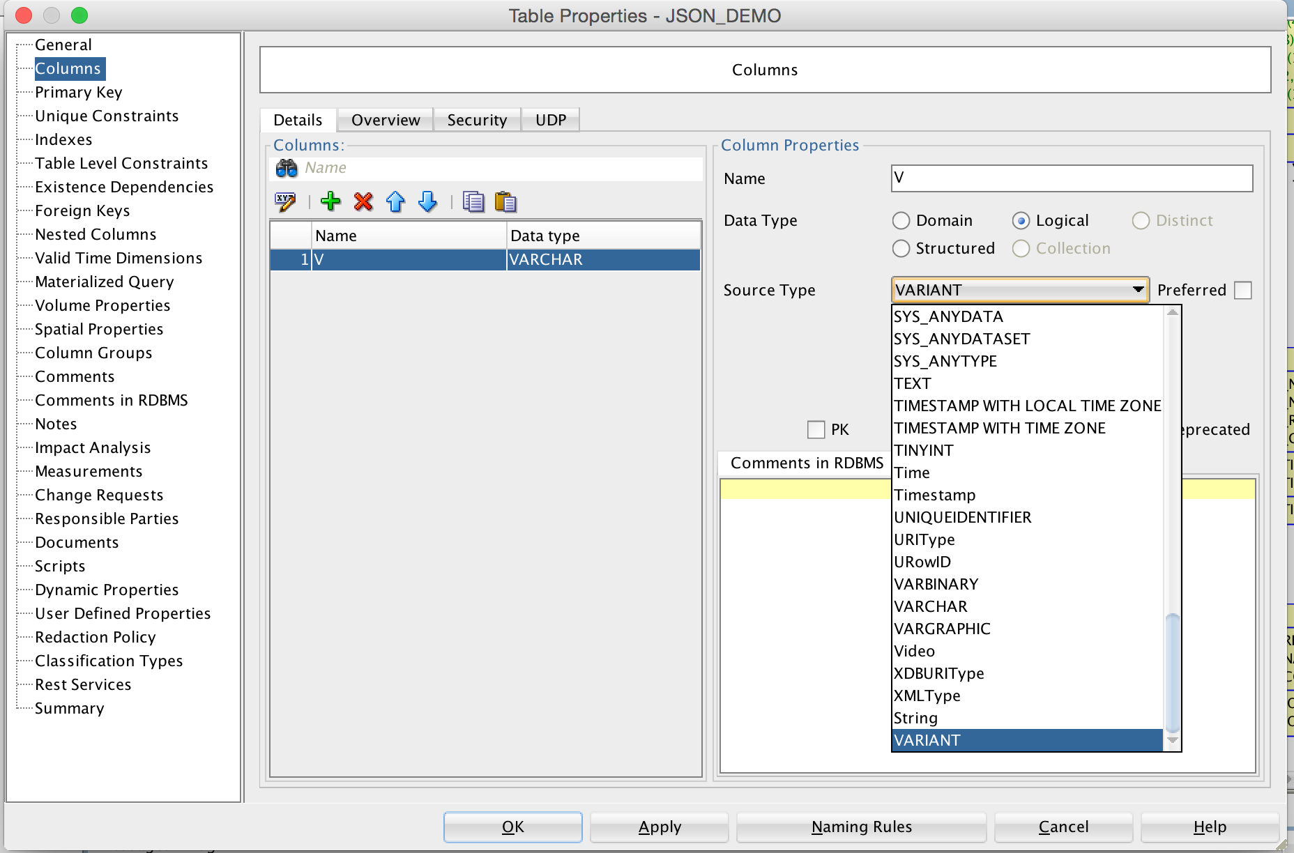 How To Customizing Oracle Sql Developer Data Modeler Sddm To Support Snowflake Variant